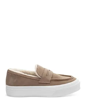J/Slides Nyc Giles Platform Penny Loafers In Taupe Suede  display picture 2