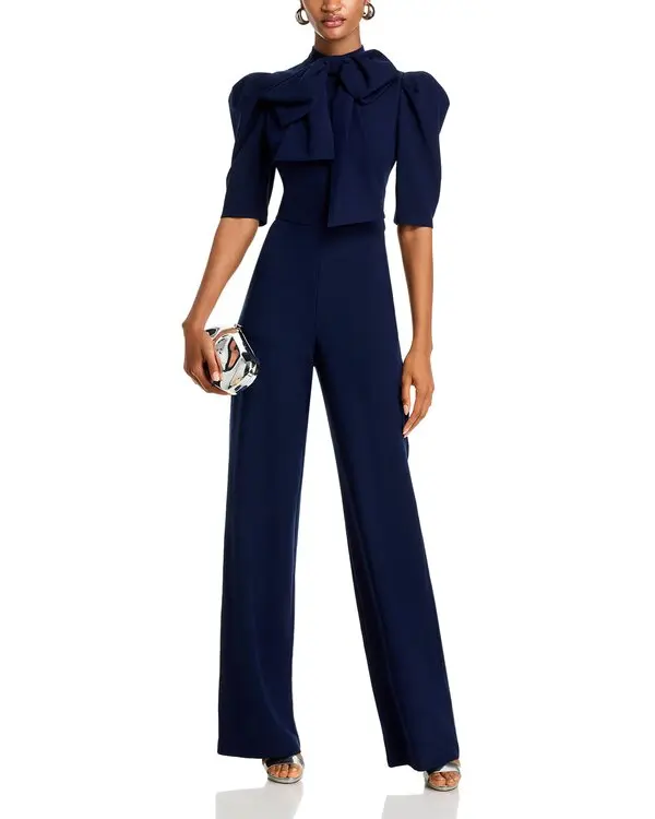 Black Halo Ara Bow Straight Leg Jumpsuit - Navy