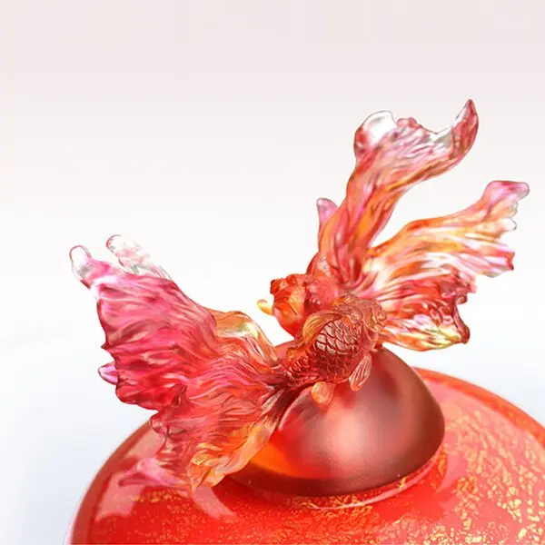 LIULI Golden Jade Joy, A Vase Of Riches Crystal Figure