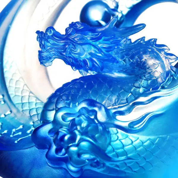 LIULI The Heart Points To The Future Azure Dragon, Brilliant Sun Rise Crystal Figure