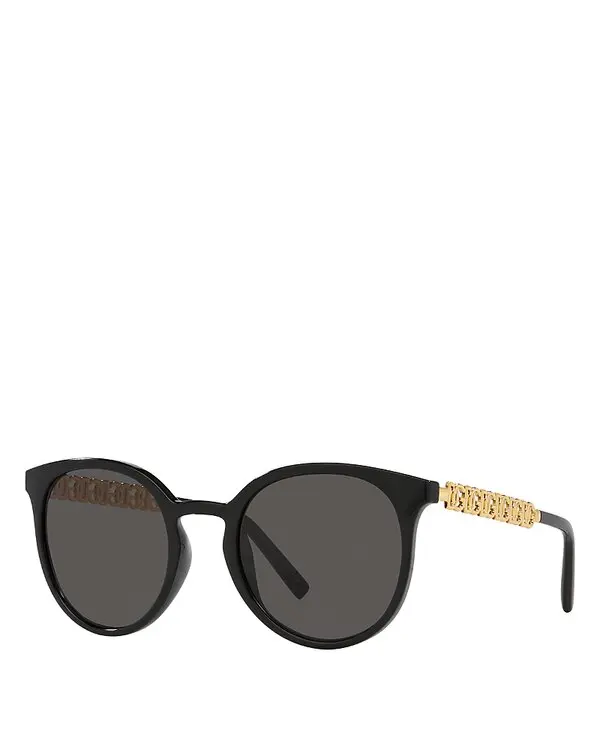 Dolce & Gabbana Round Frame Sunglasses - Black/gray Solid