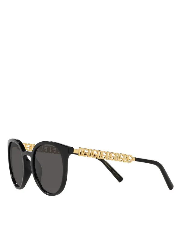 Dolce & Gabbana Round Frame Sunglasses - Black/gray Solid