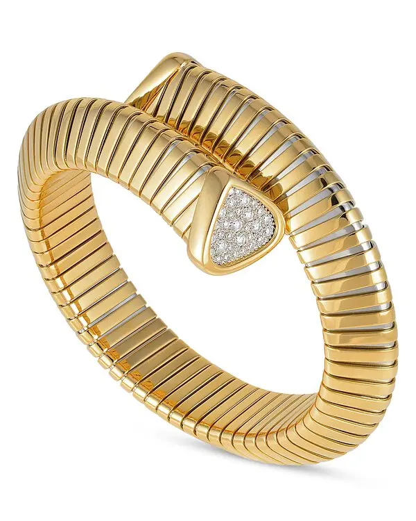 Marina B 18k Yellow Trisola Diamond Bangle Bracelet - Gold