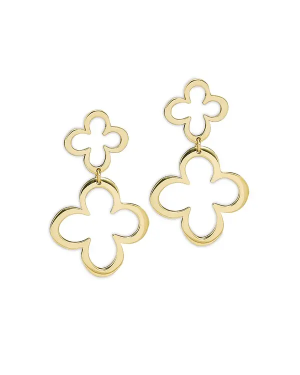 L. KLEIN 18k Yellow Fiore Flower Drop Earrings - Gold