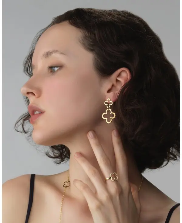 L. KLEIN 18k Yellow Fiore Flower Drop Earrings