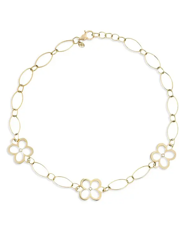 L. KLEIN 18k Yellow Fiore Diamond Flower Necklace - Gold