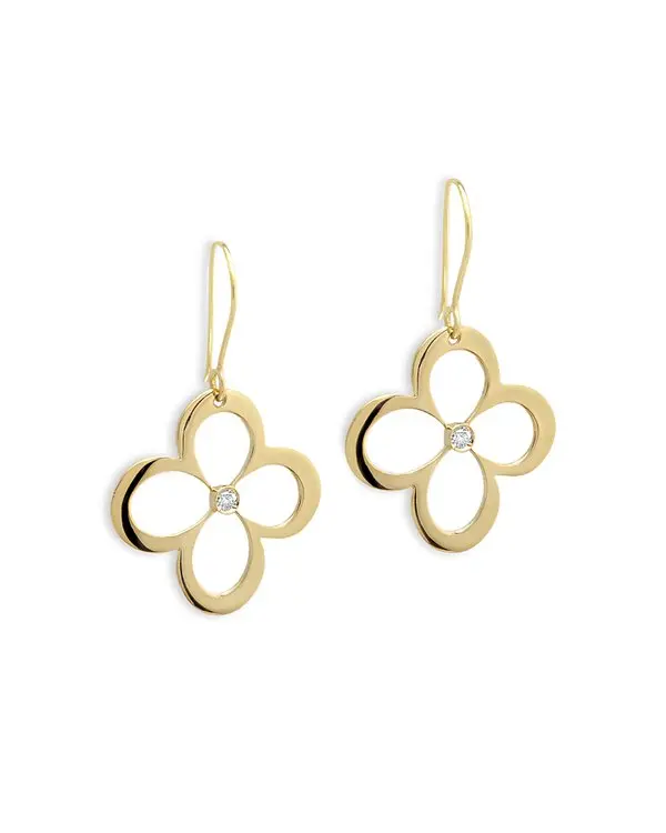 L. KLEIN 18k Yellow Fiore Diamond Flower Earrings - Gold