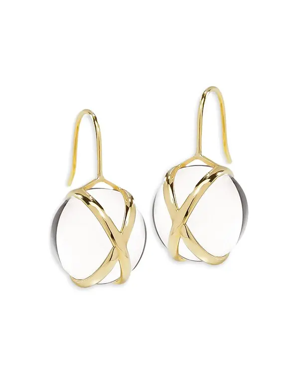 L. KLEIN 18k Yellow Prisma Crystal Quartz 14mm Drop Earrings - Gold