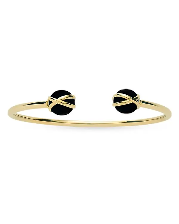 L. KLEIN 18k Yellow Gold Black Agate Bangle - Black/gold
