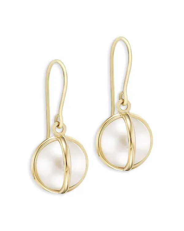L. KLEIN 18k Yellow Gold Freshwater Pearl Drop Earrings - White/gold