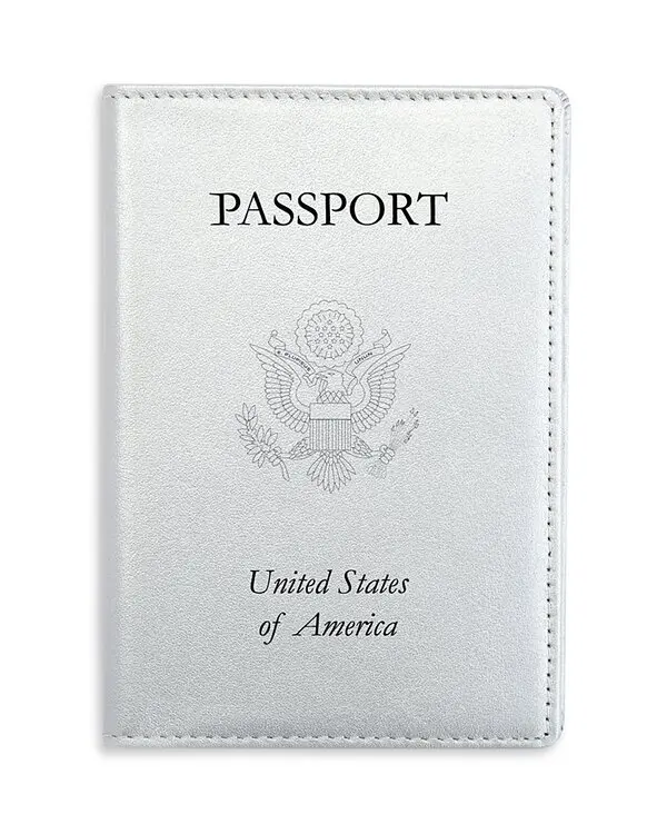 ROYCE NEW YORK Leather Rfid-blocking Gold-accented U. S. Passport Case - Silver