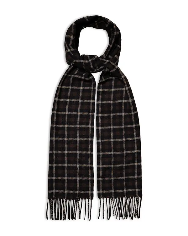Eton Wool Check Scarf - Medium Brown