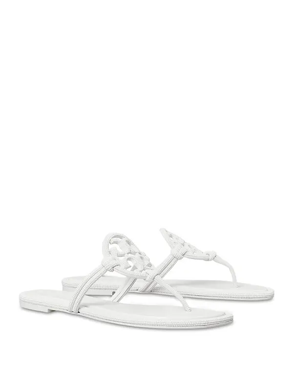 Tory Burch Miller Knotted Pave Sandals - Optic White