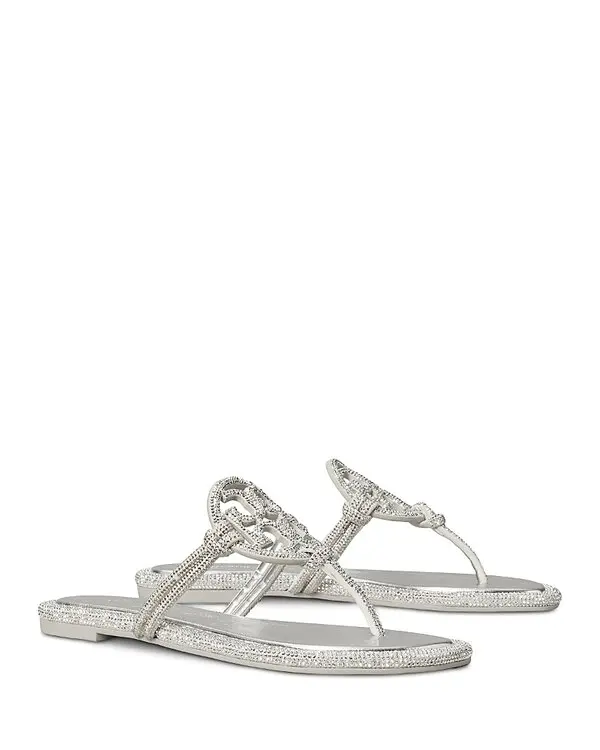 Tory Burch Miller Knotted Pave Sandals - Stone Gray