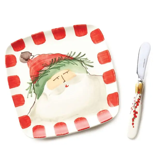 VIETRI Old St. Nick Square Plate & Spreader - Multi