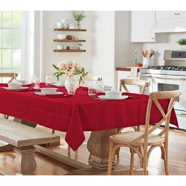 ELRENE HOME FASHIONS Elegance Plaid Jacquard Tablecloth, 60 X 102 - Red