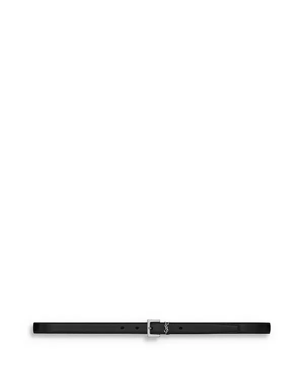 Saint Laurent Cassandre Thin Belt With Square Buckle In Smooth Leather
