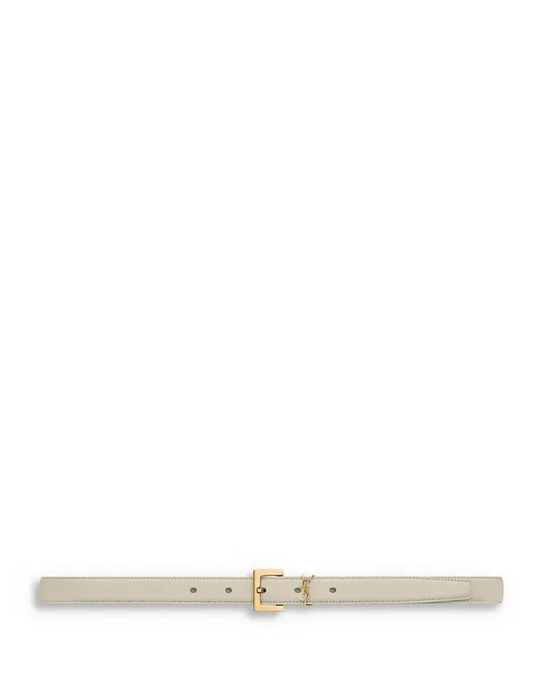 Saint Laurent Cassandre Thin Belt With Square Buckle - Blanc Vintage