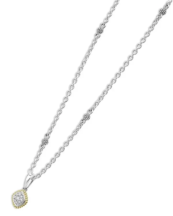 Lagos 18k Yellow Gold & Sterling Silver Rittenhouse Diamond Cluster Pendant Necklace - Silver/gold
