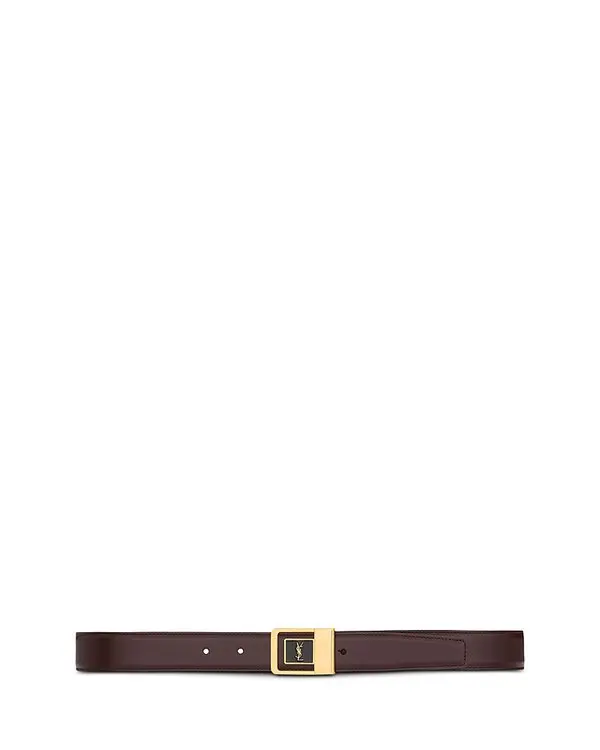 Saint Laurent Crocodile-embossed Buckle Belt - Red Tan