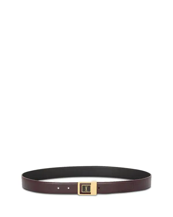 Saint Laurent Crocodile-embossed Buckle Belt - Red Tan