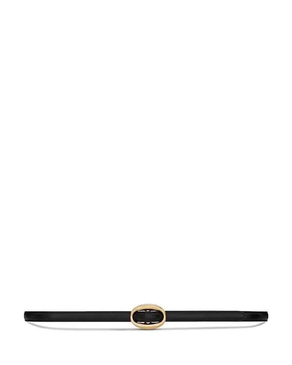 Saint Laurent Oval Buckle Skinny Belt In Smooth Leather - Black