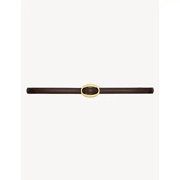 Saint Laurent Oval Buckle Skinny Belt - Dark Currant