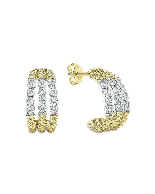 Lagos 18k Gold Diamond Hoop Earrings - White/gold