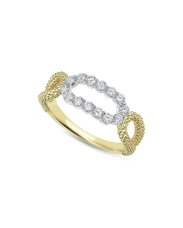 Lagos 18k Gold Signature Caviar Diamond Oval Ring - White/gold