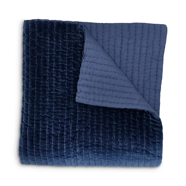 JOHN ROBSHAW Velvet Quilted Coverlet, King - Indigo