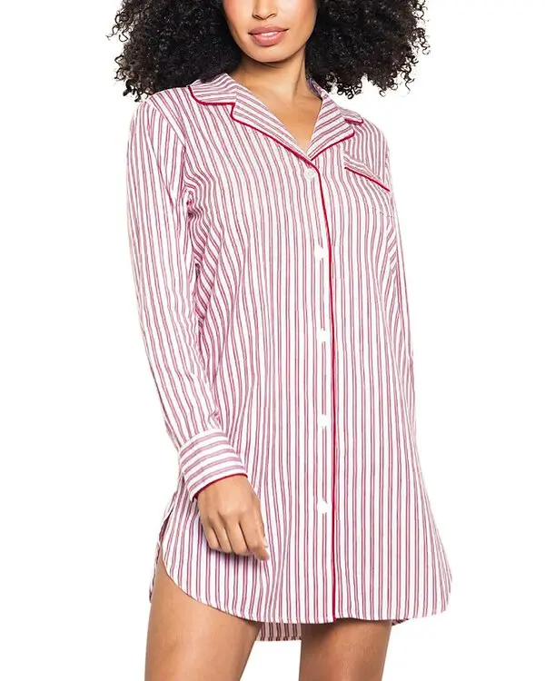PETITE PLUME Cotton Ticking Nightshirt - Red