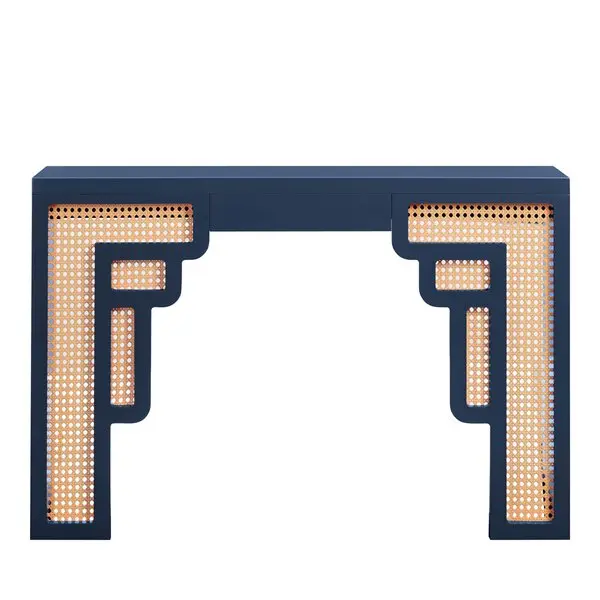 TOV FURNITURE Suzie & Rattan Console Table - Navy