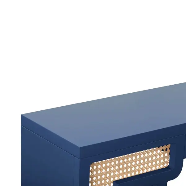 TOV FURNITURE Suzie & Rattan Console Table - Navy