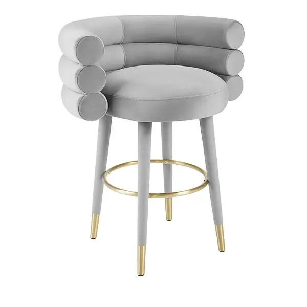TOV FURNITURE Betty Velvet Counter Stool - Grey