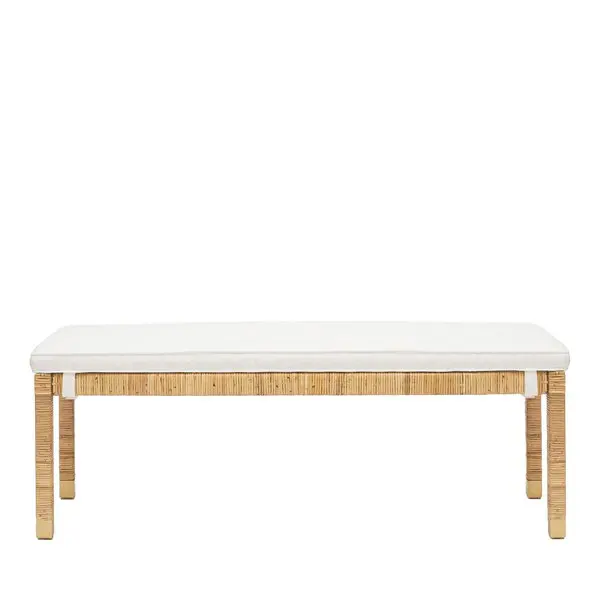 TOV FURNITURE Amara Woven Rattan Performance Fabric Bench