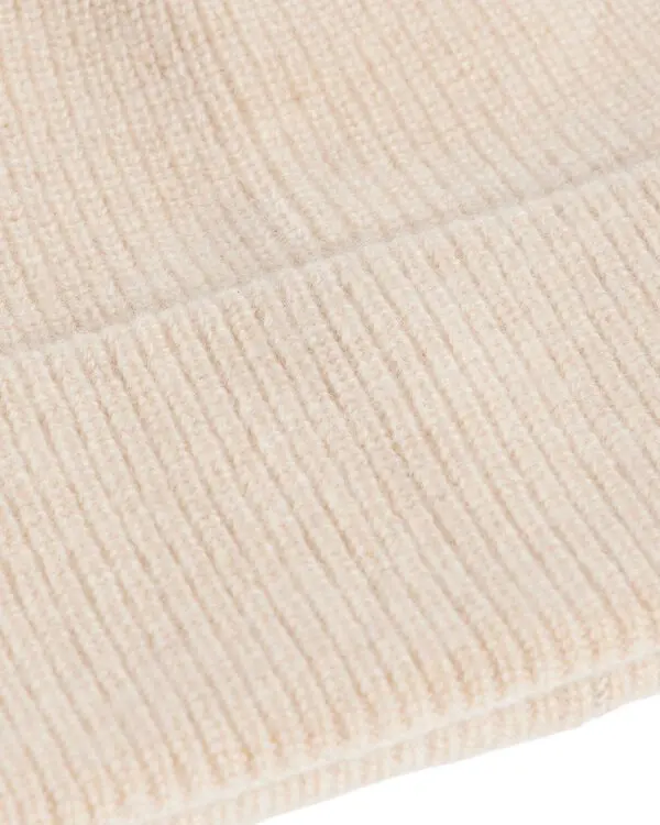 Sandro Cashmere Ribbed Beanie - Beige