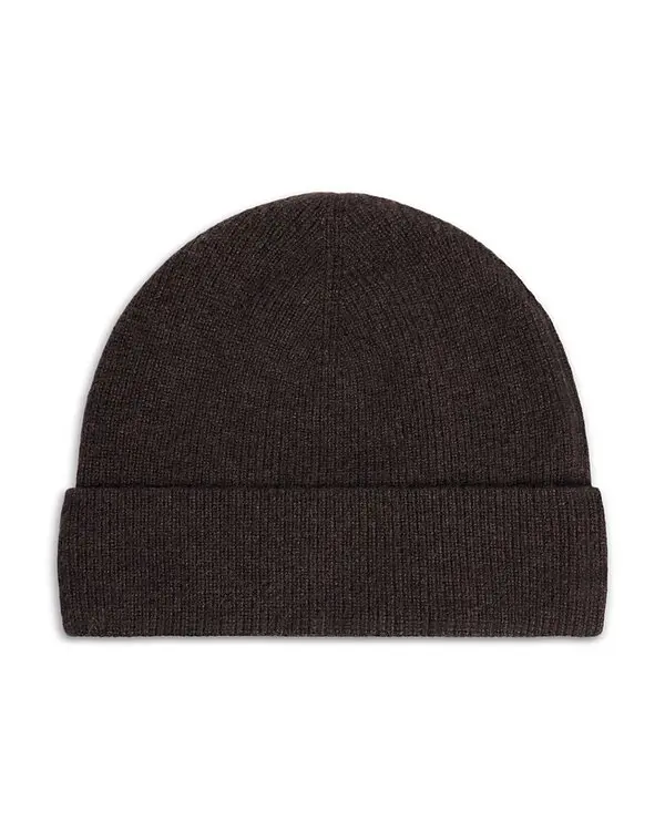Sandro Cashmere Ribbed Beanie - Chocolate