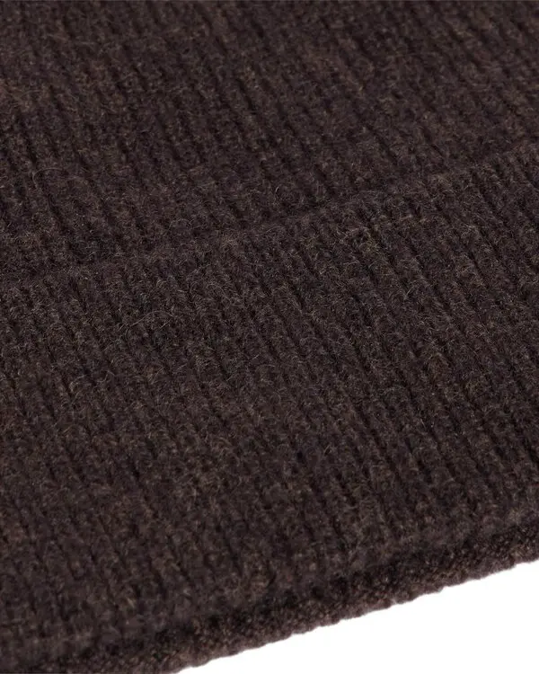 Sandro Cashmere Ribbed Beanie - Chocolate