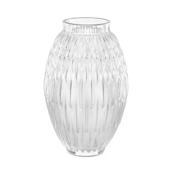 Lalique Plumes Vase In Large - Clear