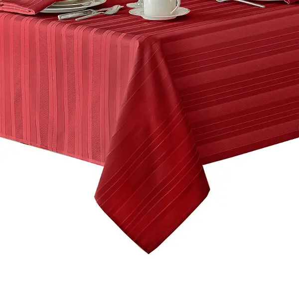 ELRENE HOME FASHIONS Denley Stripe Jacquard Oblong Tablecloth, 60 X 102 - Red