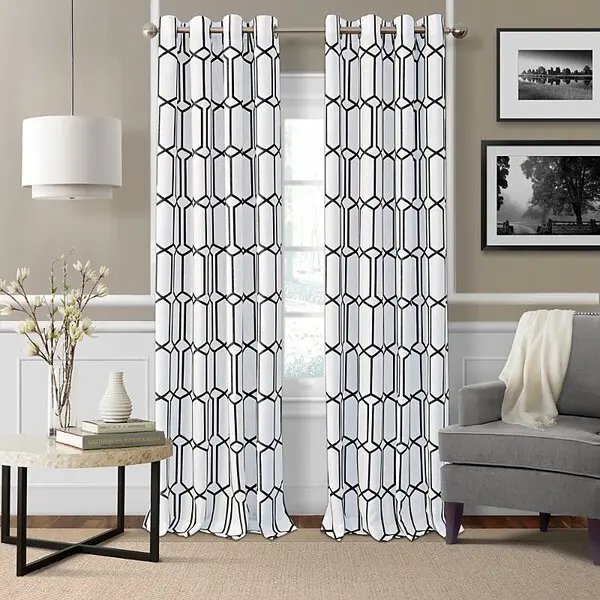ELRENE HOME FASHIONS Kaiden Geometric Curtain Panel, 52 X 84 - Black