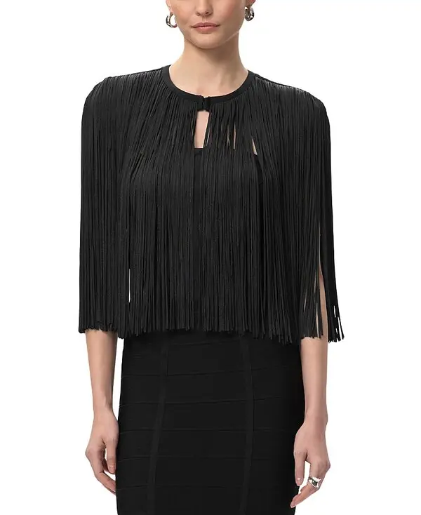 Herve Leger Fringe Cape - Black