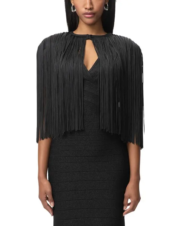 Herve Leger Fringe Cape - Black