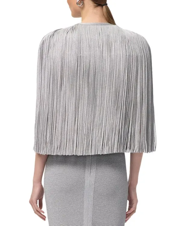 Herve Leger Metallic Fringe Cape - Met Silver