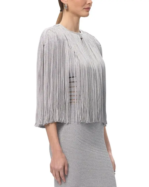 Herve Leger Metallic Fringe Cape - Met Silver