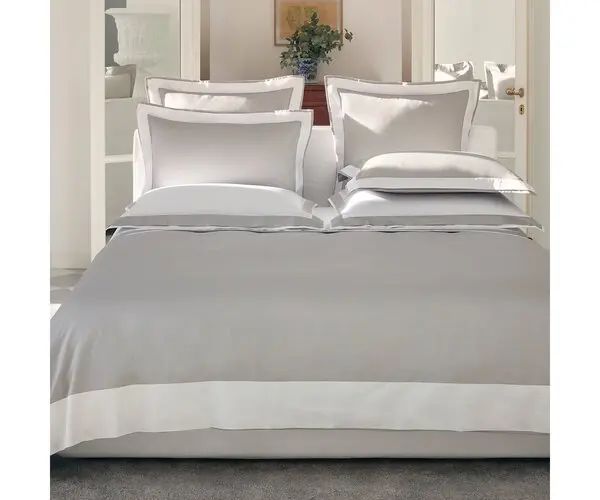 Frette Flying Sateen Sheet Set, King Exclusive - White/grey Cliff