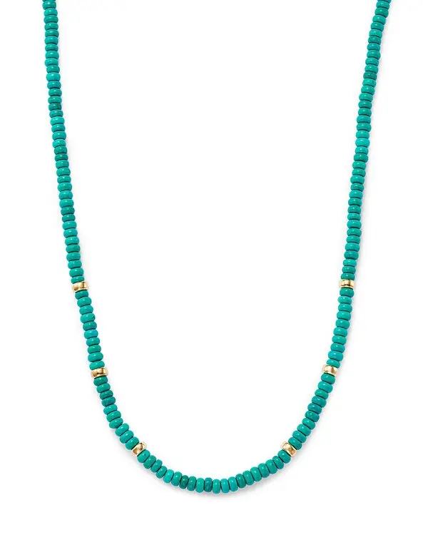 Zoe Chicco 14k Yellow Gold Turquoise Rondelle Collar Necklace - Blue/gold