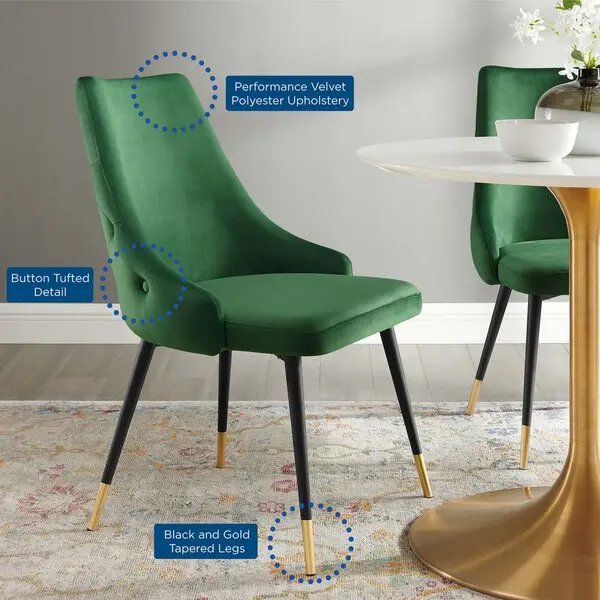 MODWAY Adorn Tufted Performance Velvet Dining Side Chair - Emerald