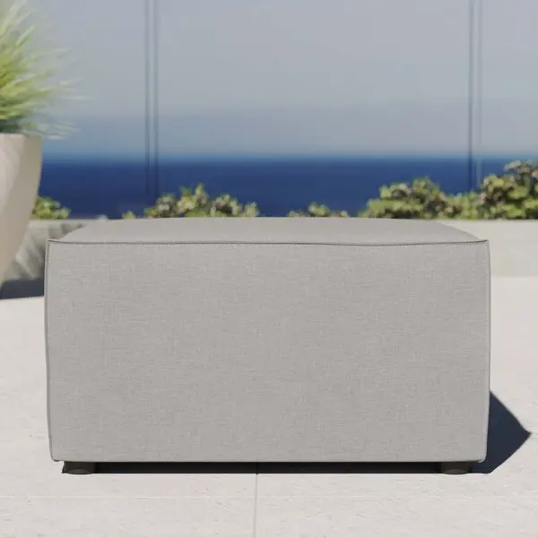MODWAY Saybrook Outdoor Patio Upholstered Sectional Sofa Ottoman - Gray