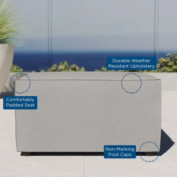 MODWAY Saybrook Outdoor Patio Upholstered Sectional Sofa Ottoman - Gray
